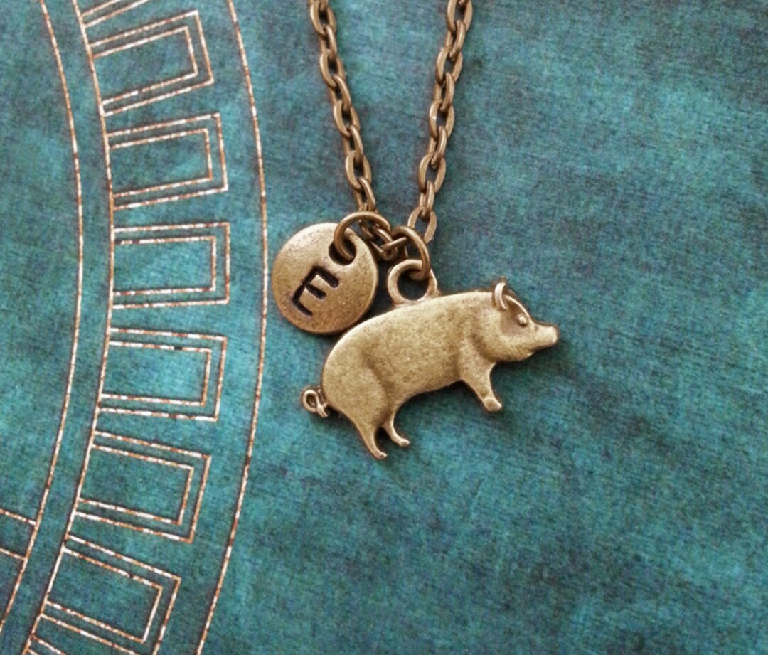 Pig Necklace SMALL Brass Pig Jewelry Farm Animal Necklace Animal ...