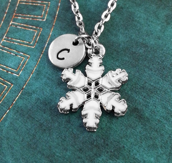 Christmas Jewelry White Snowflake Necklace Personalized | Etsy