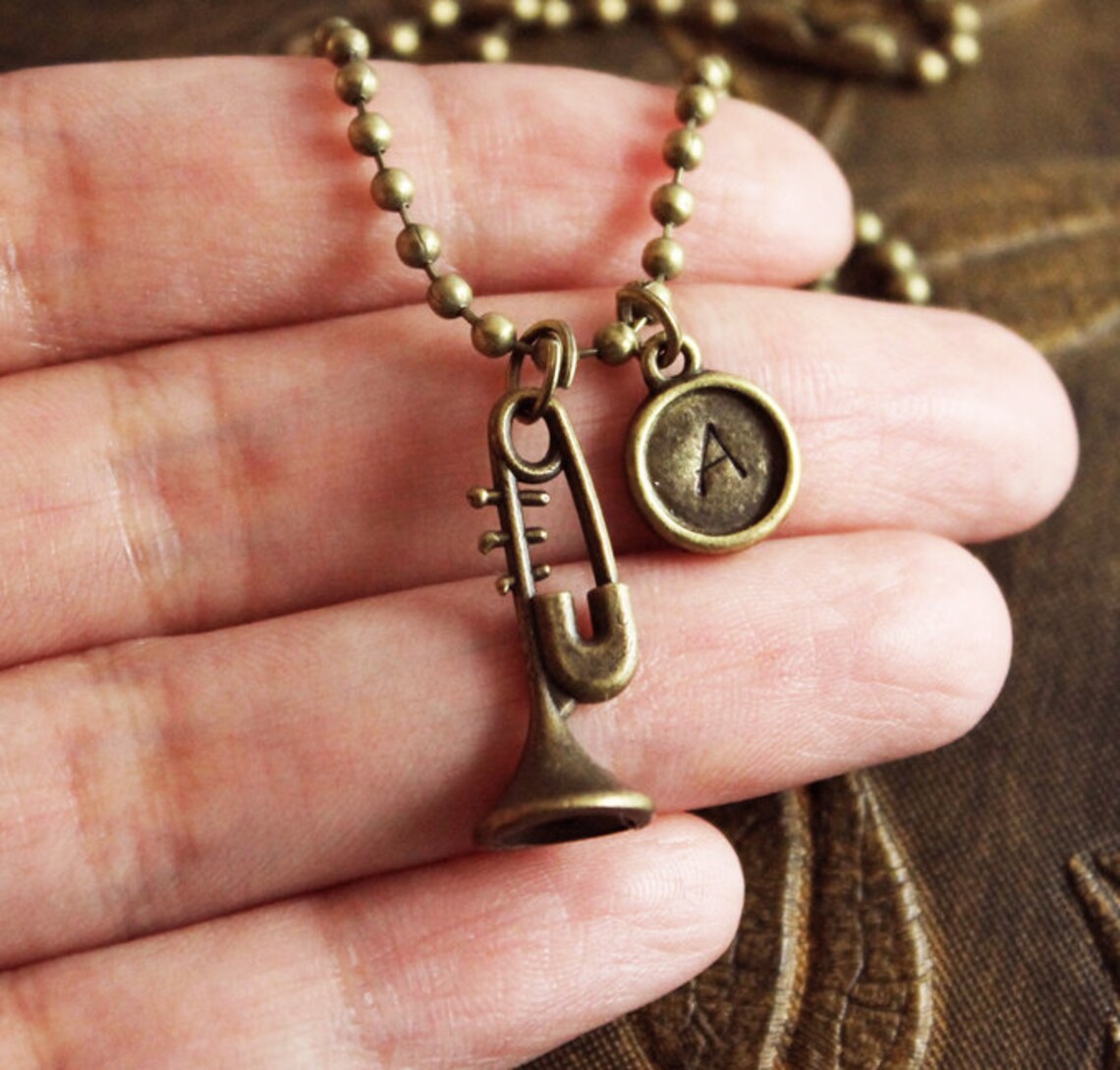 Trumpet Necklace Personalized Necklace Trombone Necklace Music - Etsy