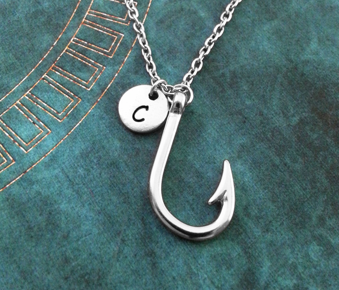 Fish Hook Necklace Fishhook Necklace Fish Necklace Fishing Necklace ...