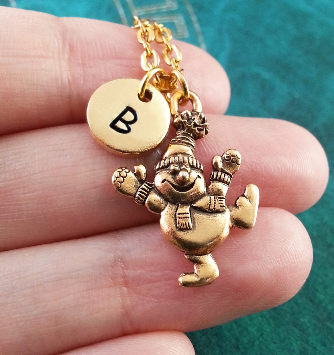 Snowman Necklace, Personalized Necklace, Holiday Pendant, Custom ...