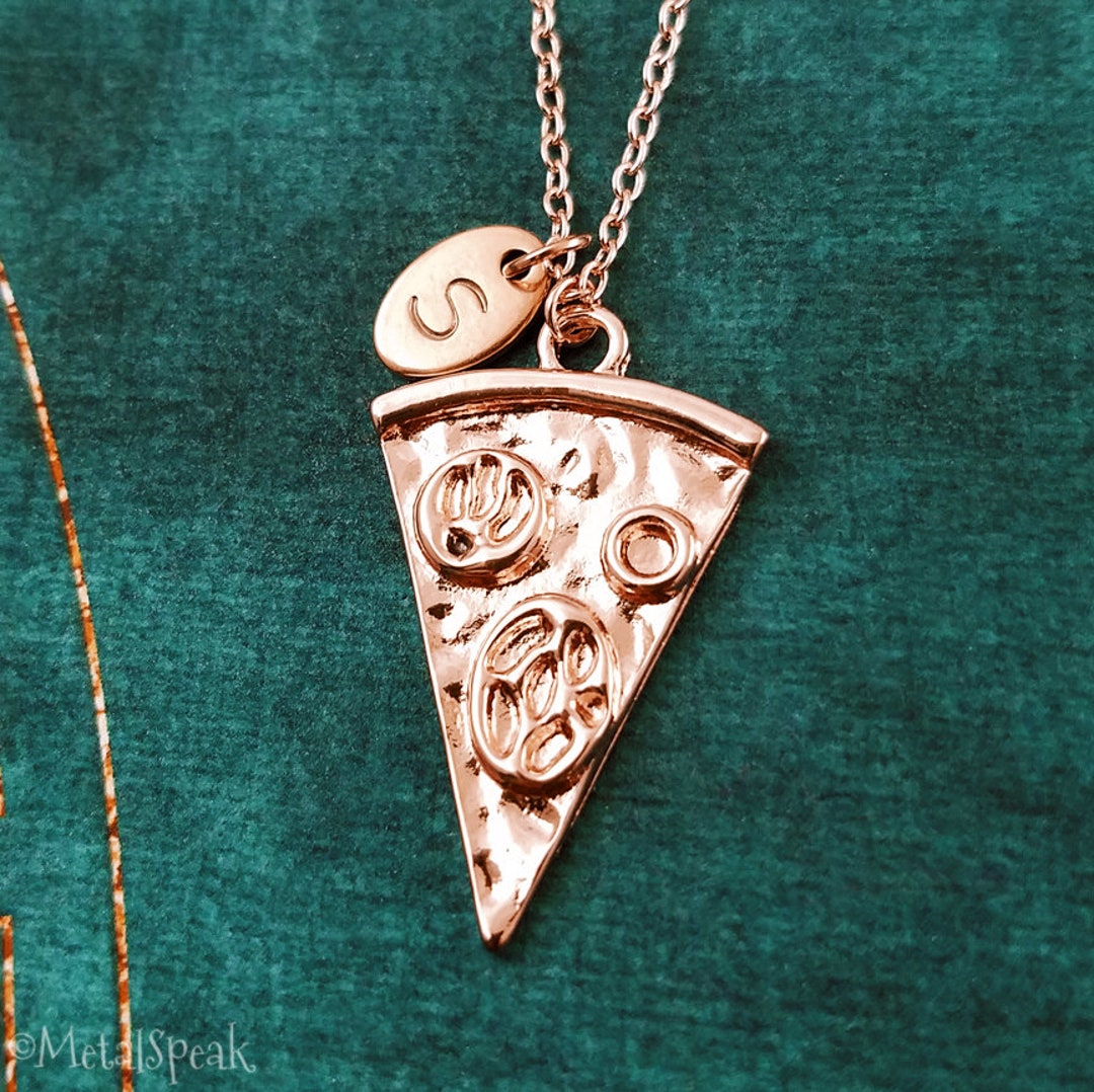 Pizza Necklace Slice of Pepperoni Pizza Jewelry Pizza Slice Rose Gold ...
