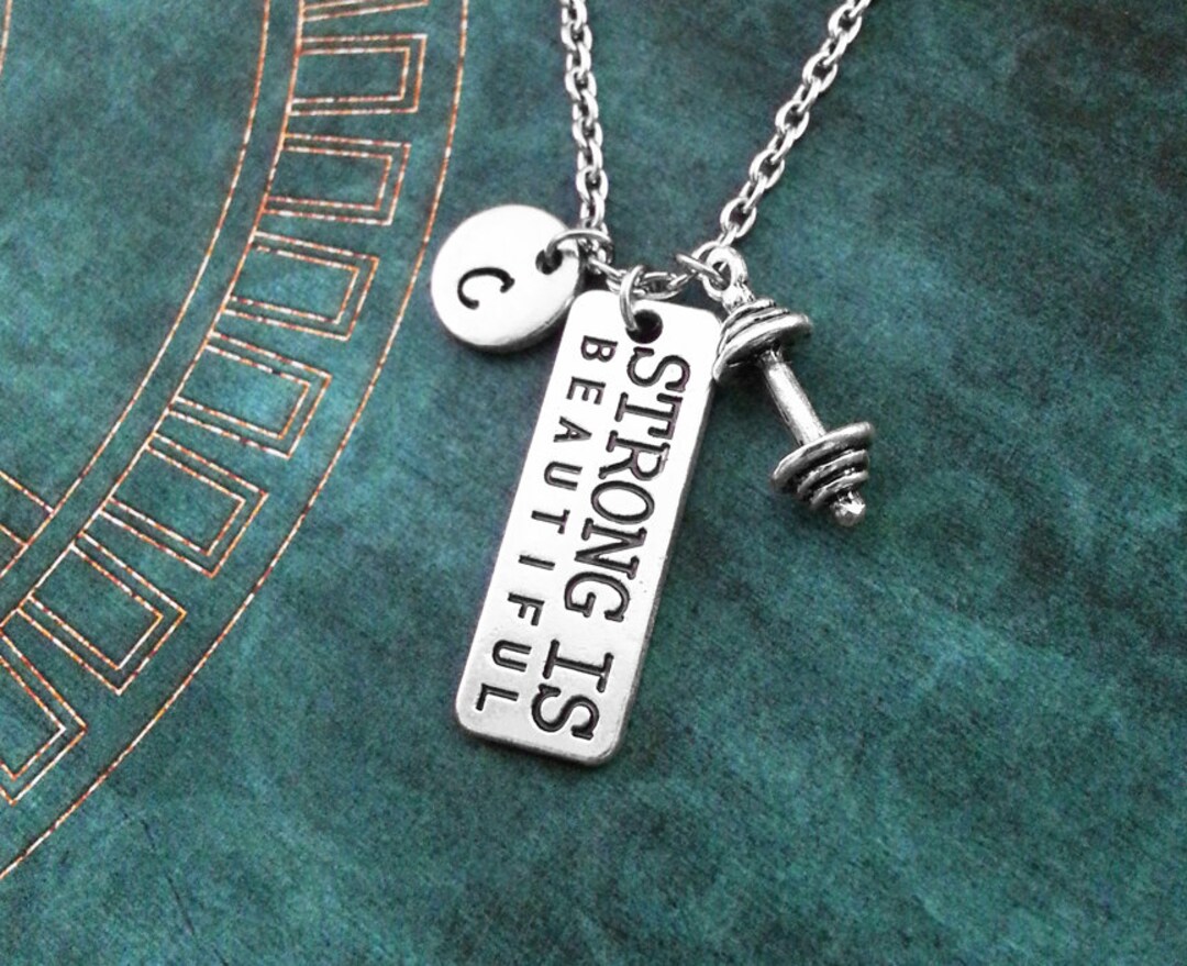 Strong is Beautiful Necklace Silver Dumbbell Necklace Weight Loss ...