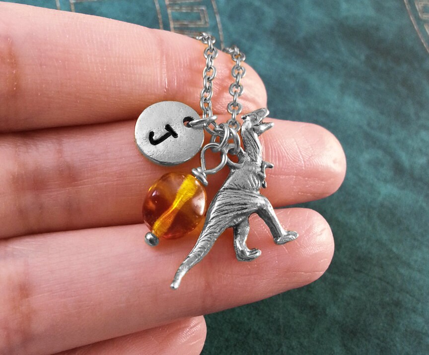 Dinosaur Necklace SMALL T-rex Necklace Amber Necklace Dinosaur | Etsy