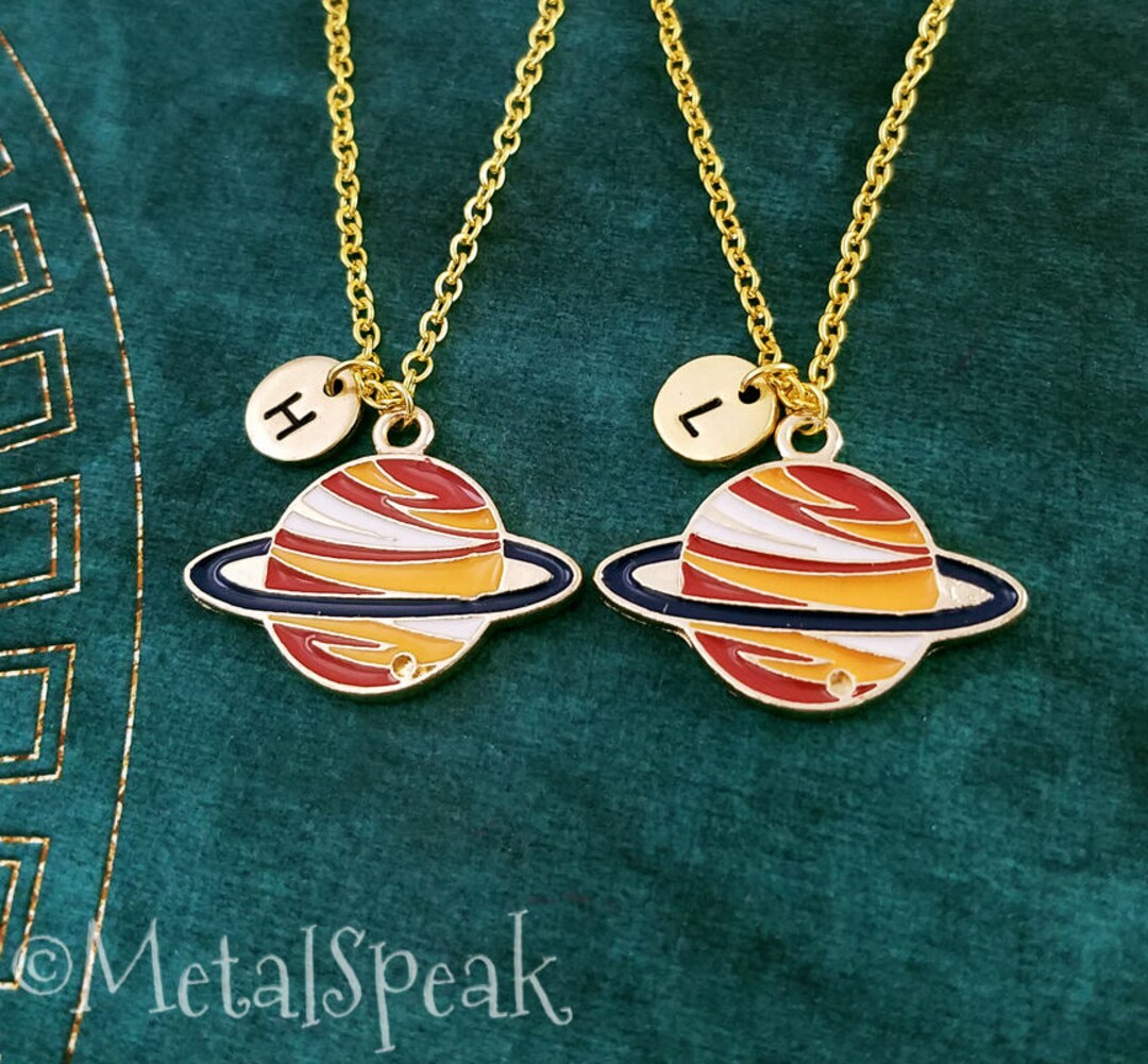 Saturn Necklace SET of 2 Saturn Charm Necklaces Science Jewelry ...