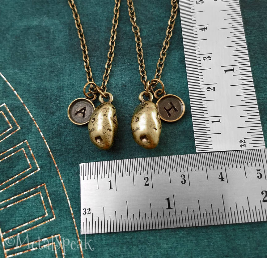 Potato Necklace SET of 2 SMALL Russet Potato Charm Necklaces Potato ...
