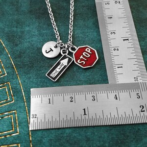 Stop Sign Necklace One Way Necklace Red Street Sign Necklace Driving ...