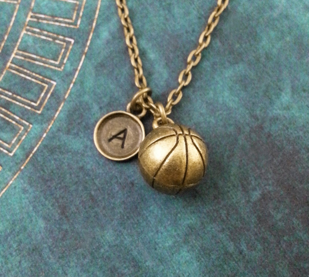 Basketball Necklace VERY SMALL Bronze Basketball Jewelry Basketball ...
