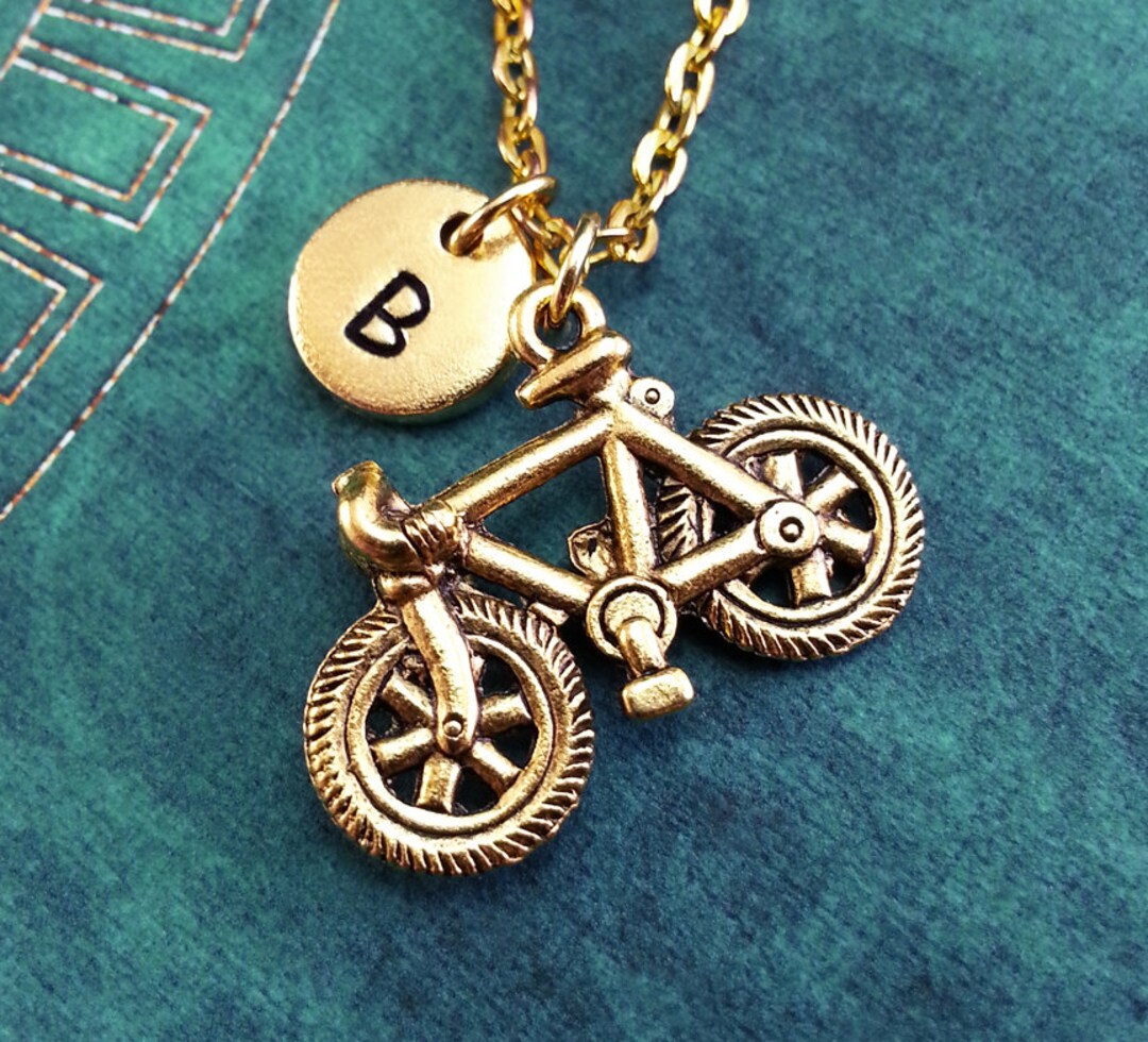 Bike Necklace Bicycle Necklace Cyclist Necklace Initial Necklace ...