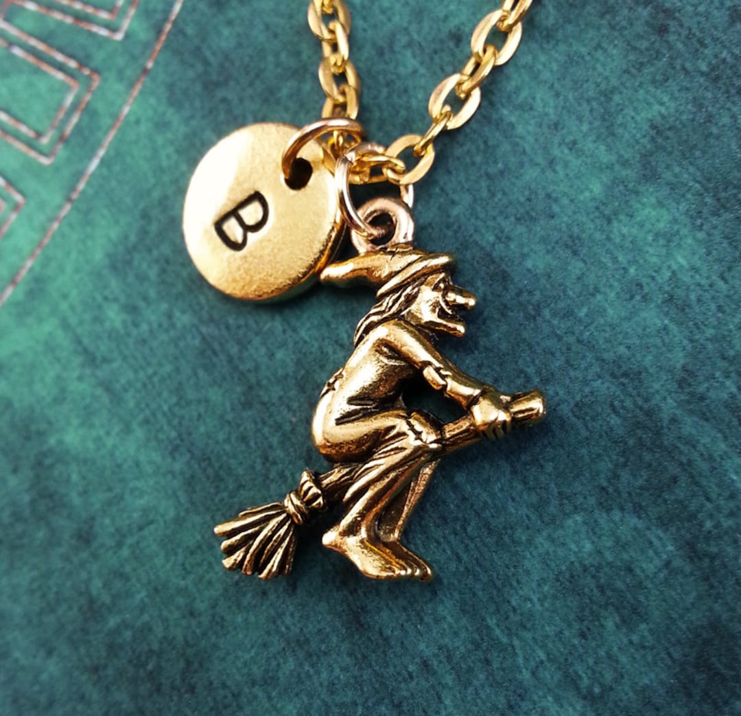 Witch Necklace, Gold Witch Charm, Personalized Necklace Pendant ...