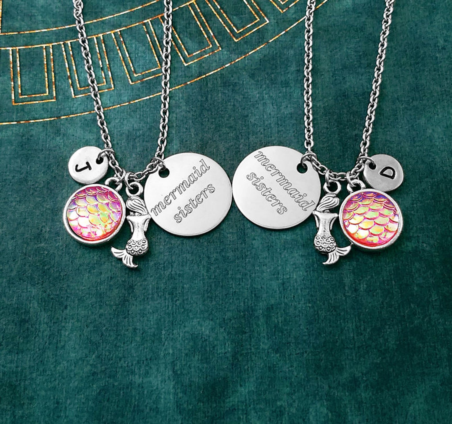 Mermaid Necklaces SET of 2 Mermaid Sisters Necklace Mermaid Necklace ...