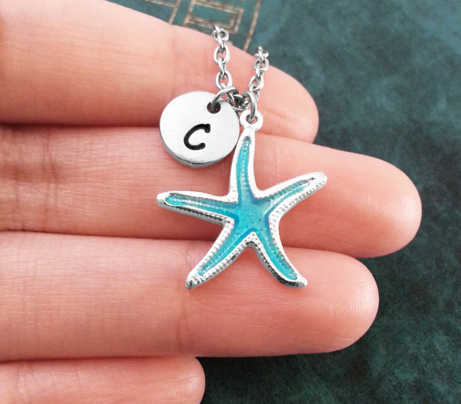 Starfish Necklace Silver Blue Starfish Jewelry Starfish Gift - Etsy