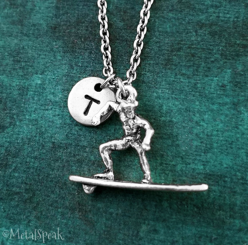 Surfer Necklace Surfing Necklace Surfing Jewelry Surfboard Necklace ...