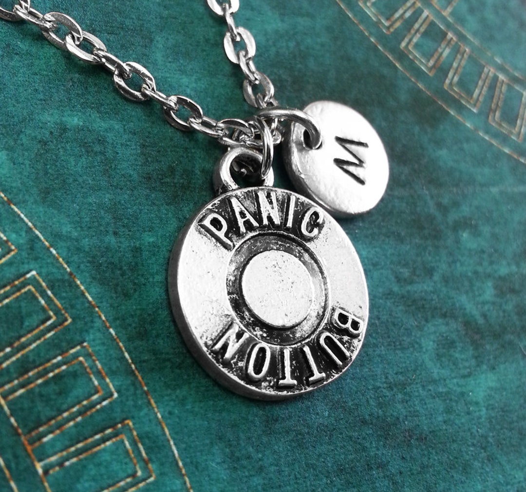 Panic Button Necklace, Initial Necklace, Personalized Button Pendant ...