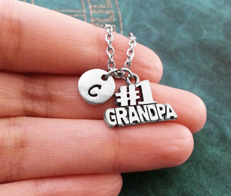 Number One Grandpa Necklace Silver Grandpa Jewelry Father's Day ...