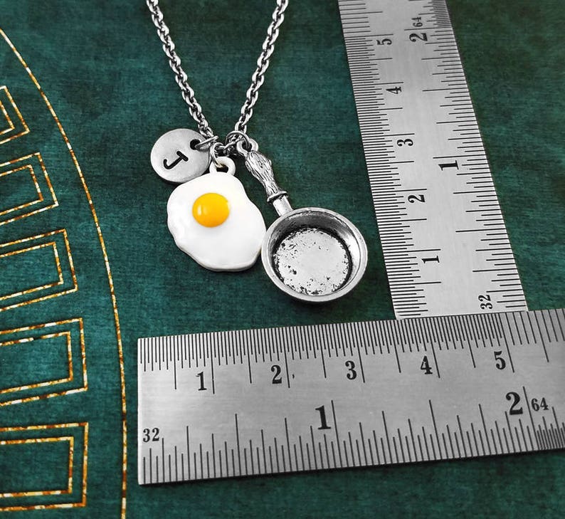 Egg Necklace SMALL Fried Egg Charm Necklace Frying Pan Necklace Skillet ...