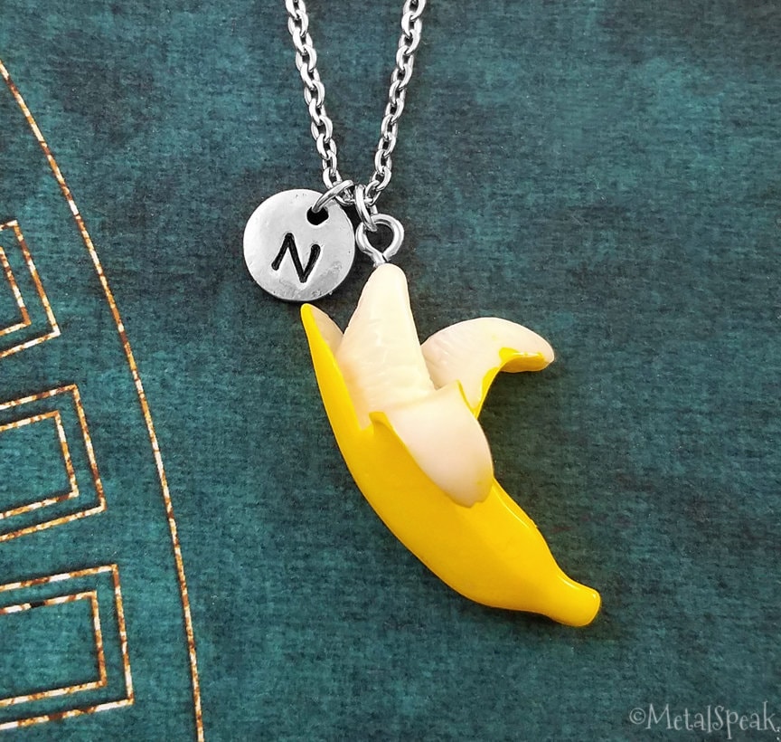 Banana Necklace Banana Charm Necklace Yellow Banana Pendant | Etsy