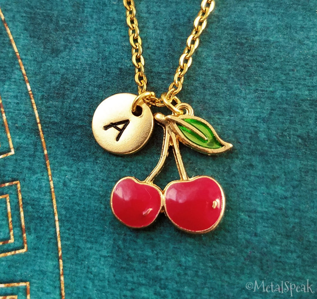 Cherry Necklace Cherries Necklace Cherry Charm Necklace Cherry Pendant ...