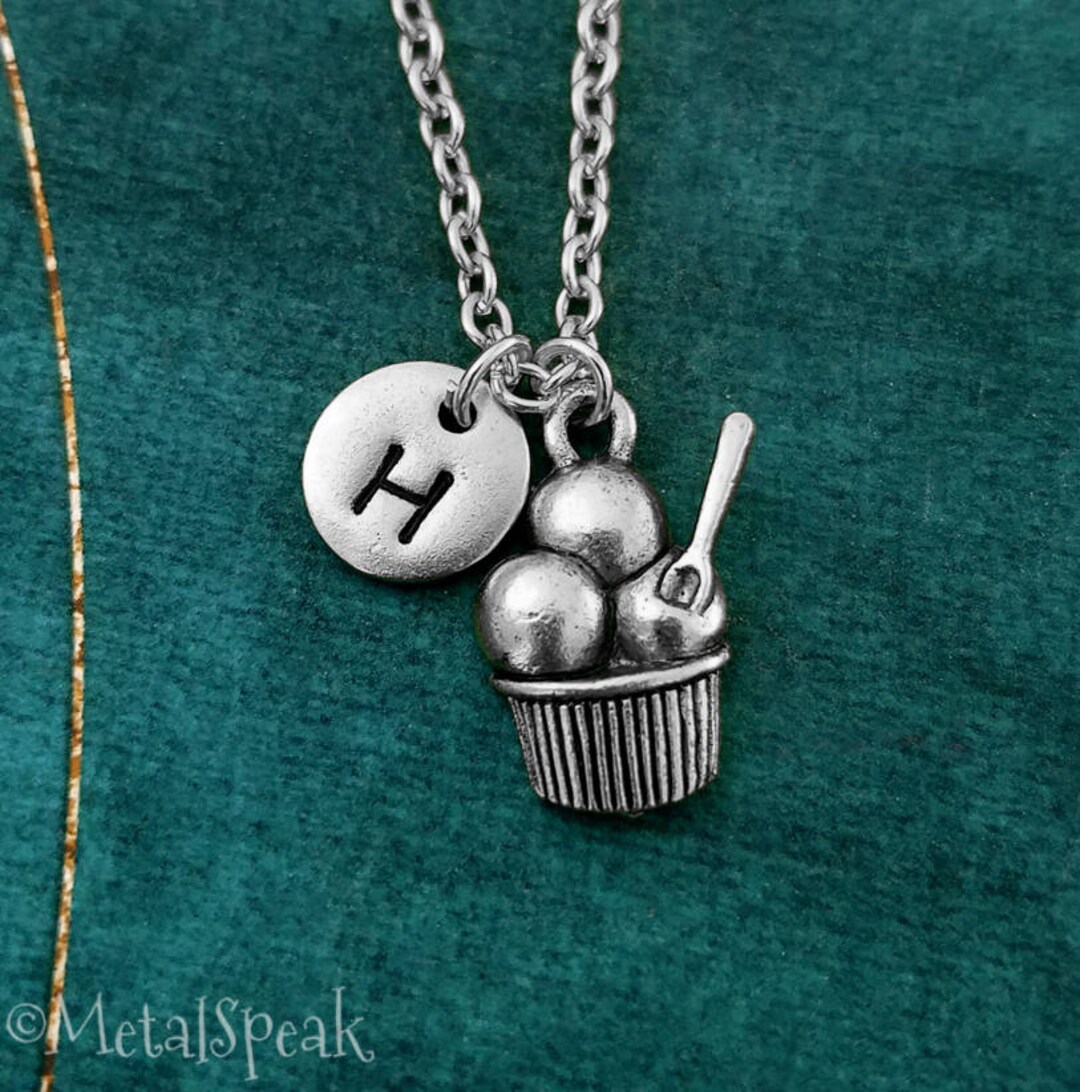 Ice Cream Necklace SMALL Ice Cream Charm Necklace Bowl of Ice Cream ...