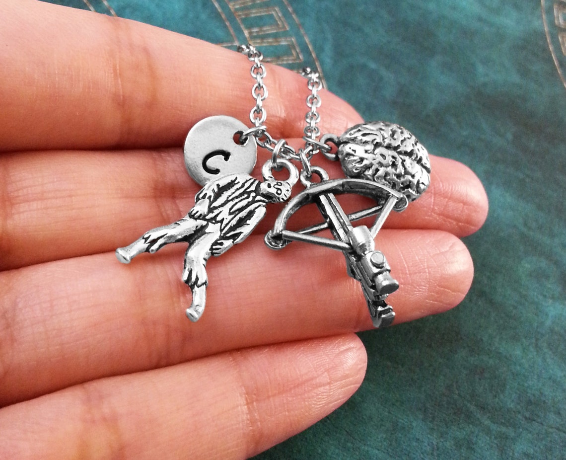 Zombie Necklace Zombie Jewelry Brain Necklace Crossbow Necklace Silver ...