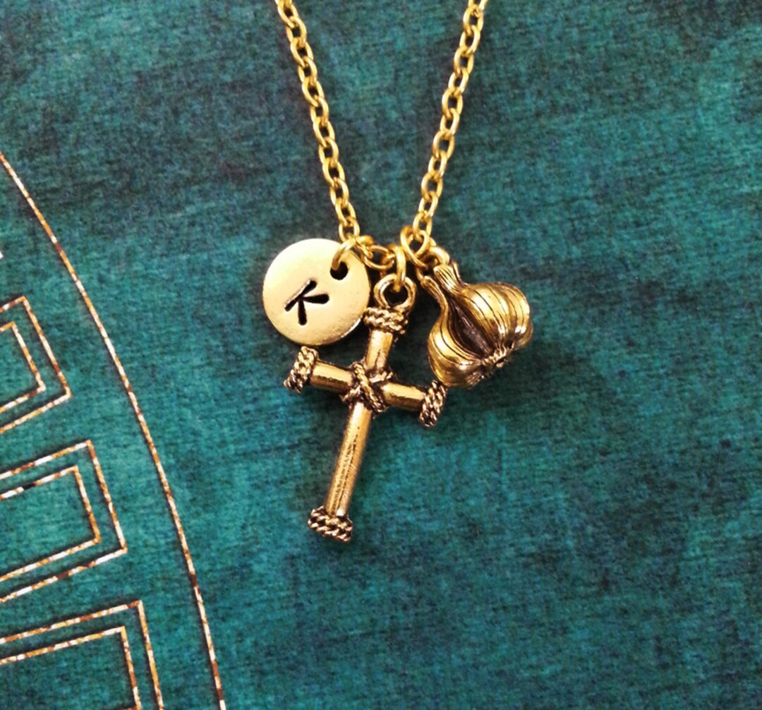 Cross Necklace SMALL Garlic Necklace Vampire Necklace Garlic Jewelry ...