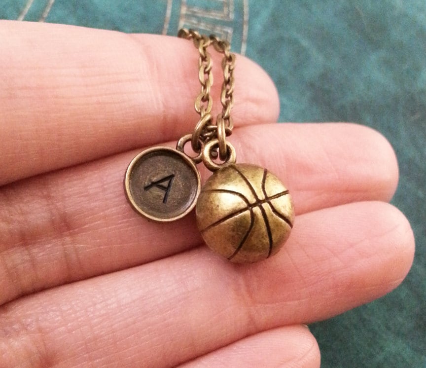 Basketball Necklace VERY SMALL Bronze Basketball Jewelry | Etsy