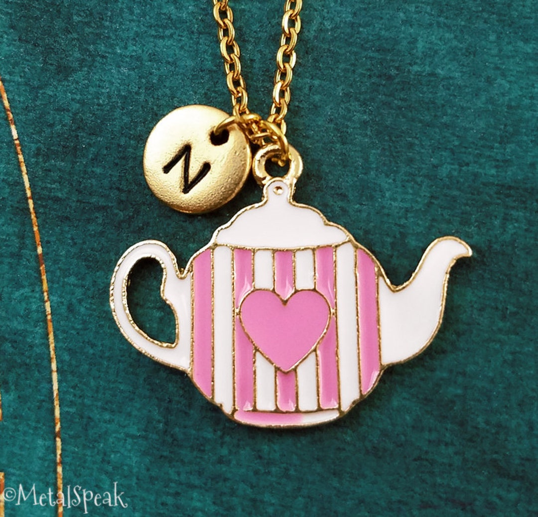 Teapot Necklace Pink Heart Teapot Charm Necklace Tea Necklace Tea ...