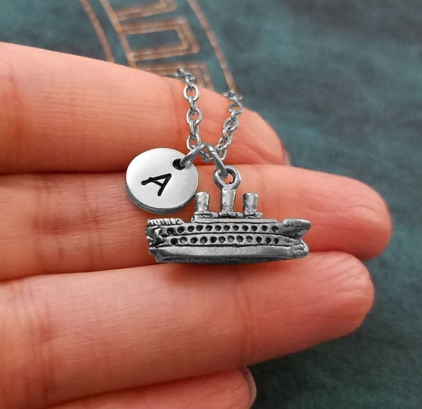 Ship Necklace VERY SMALL Cruise Ship Charm Necklace Boat Necklace Ship ...