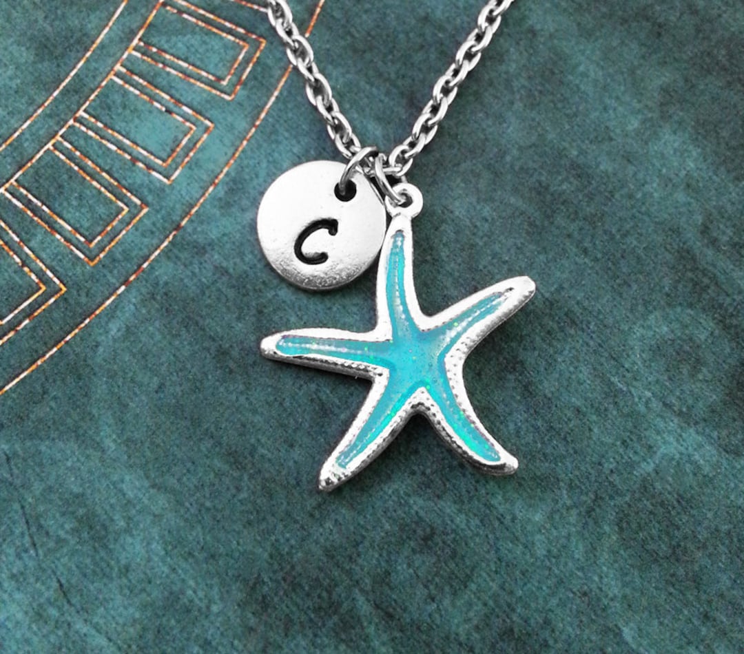 Starfish Necklace Silver Blue Starfish Jewelry Starfish Gift Beach ...