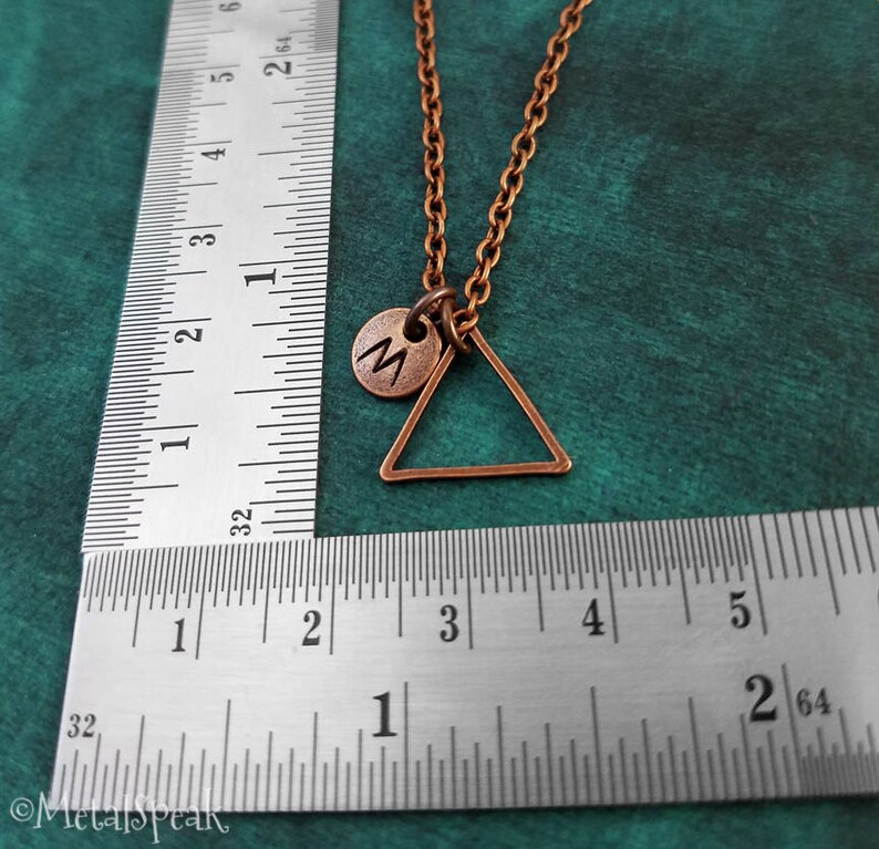 Triangle Necklace Copper Triangle Charm Necklace Triangle | Etsy