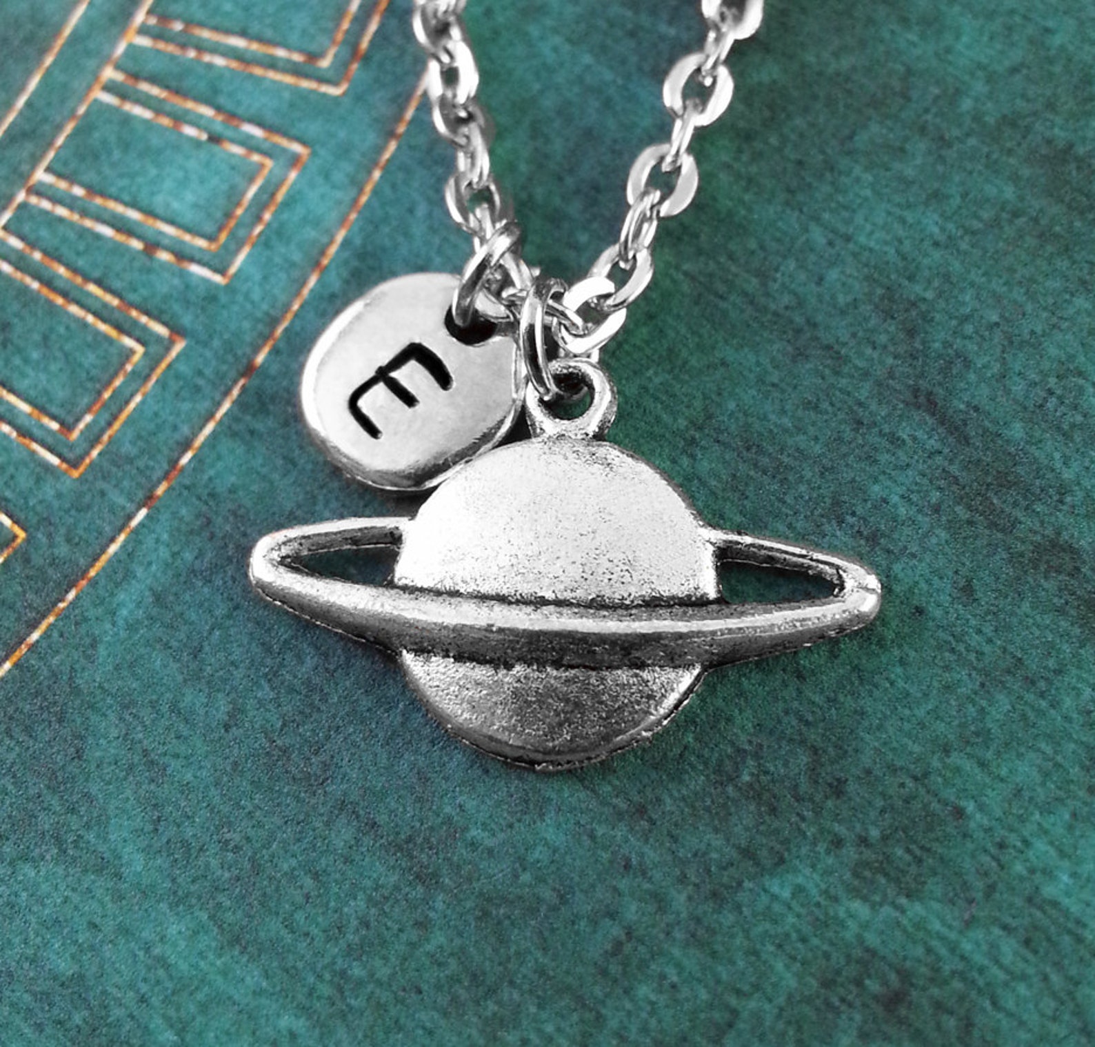 Saturn Necklace Saturn Charm Necklace Galaxy Jewelry | Etsy