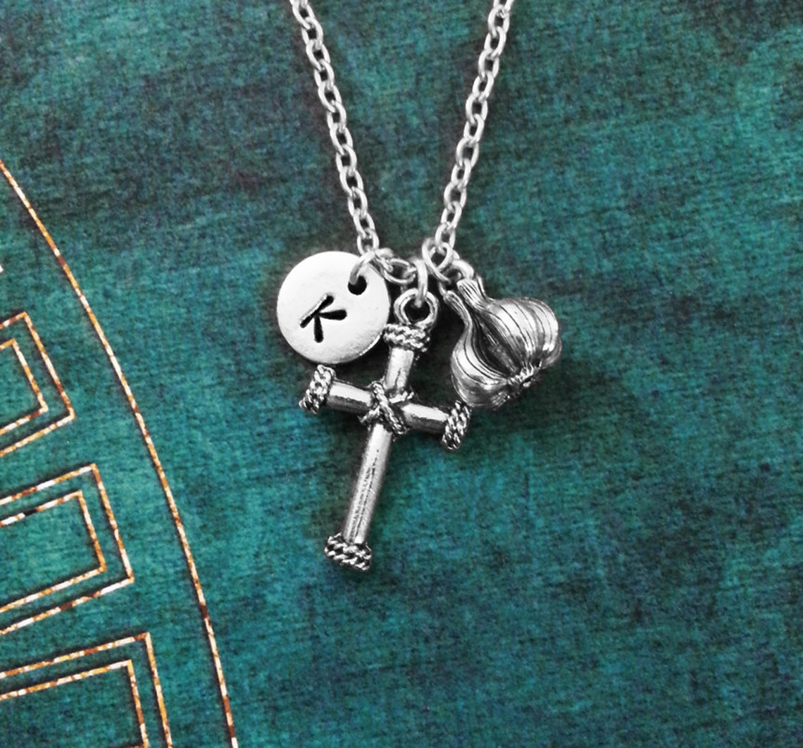 Cross Necklace SMALL Garlic Necklace Vampire Necklace Garlic Jewelry ...