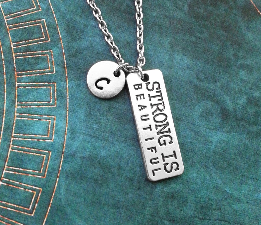 Strong is Beautiful Necklace Silver Kettlebell Necklace Survivor ...