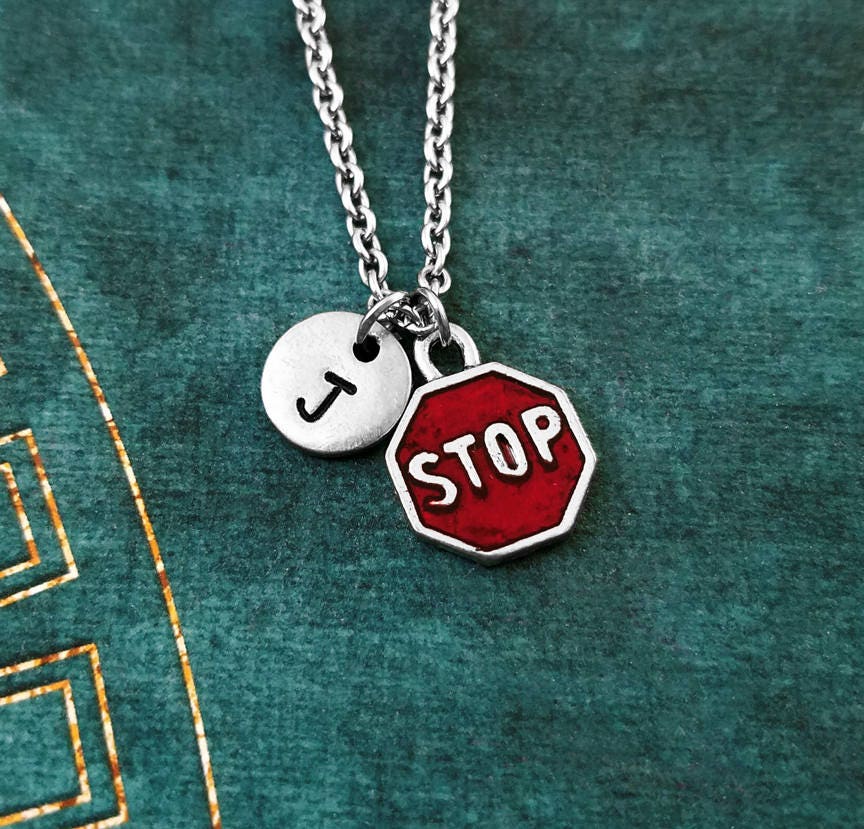 Stop Sign Necklace SMALL Red Stop Sign Charm Street Sign Driving ...