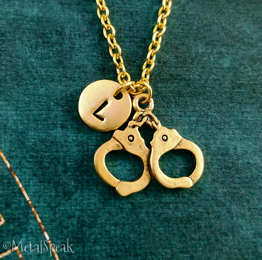 Handcuffs Necklace SMALL Handcuffs Charm Necklace Handcuffs | Etsy