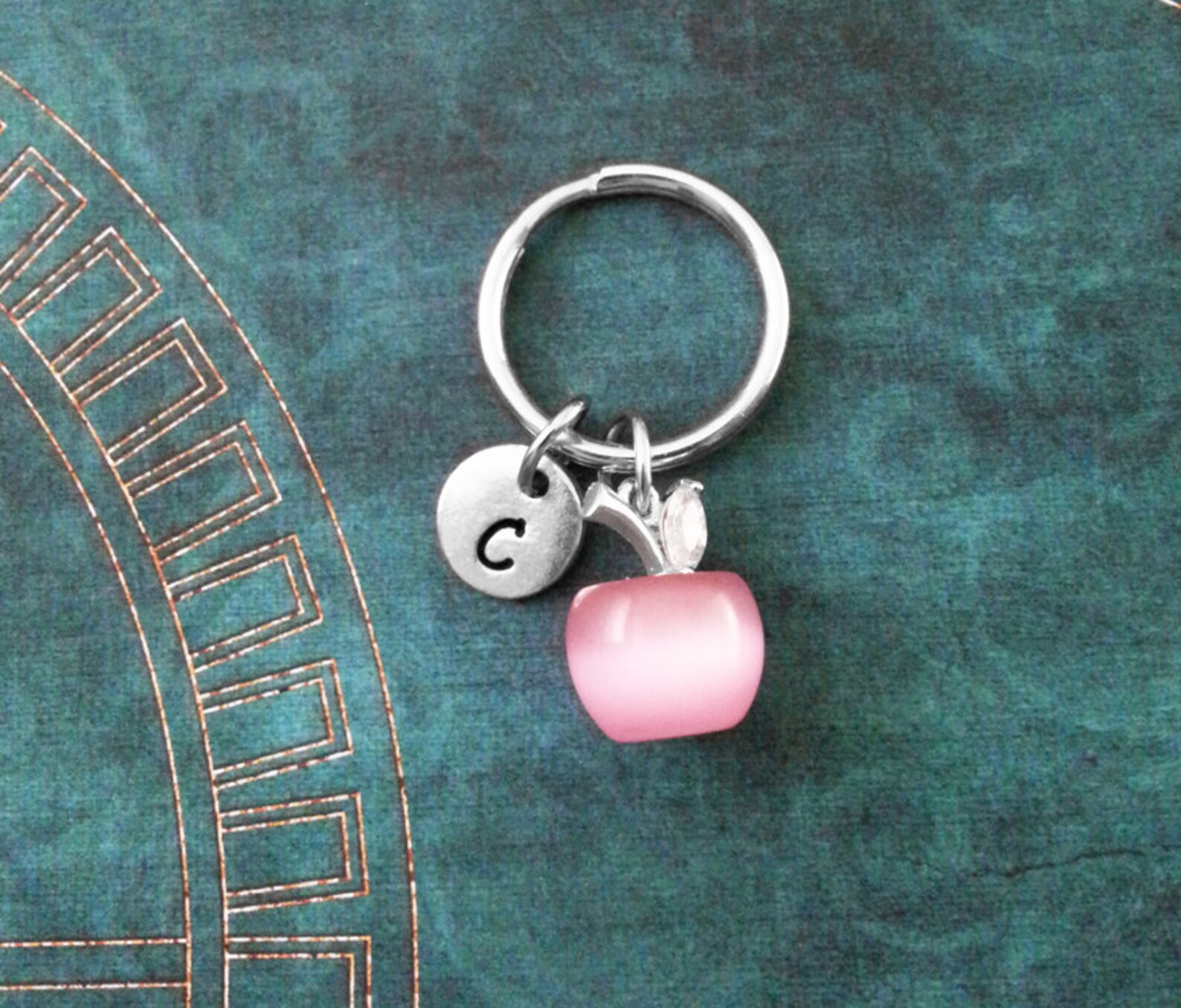 Apple Necklace SMALL Pink Apple Jewelry Personalized Jewelry Clear ...