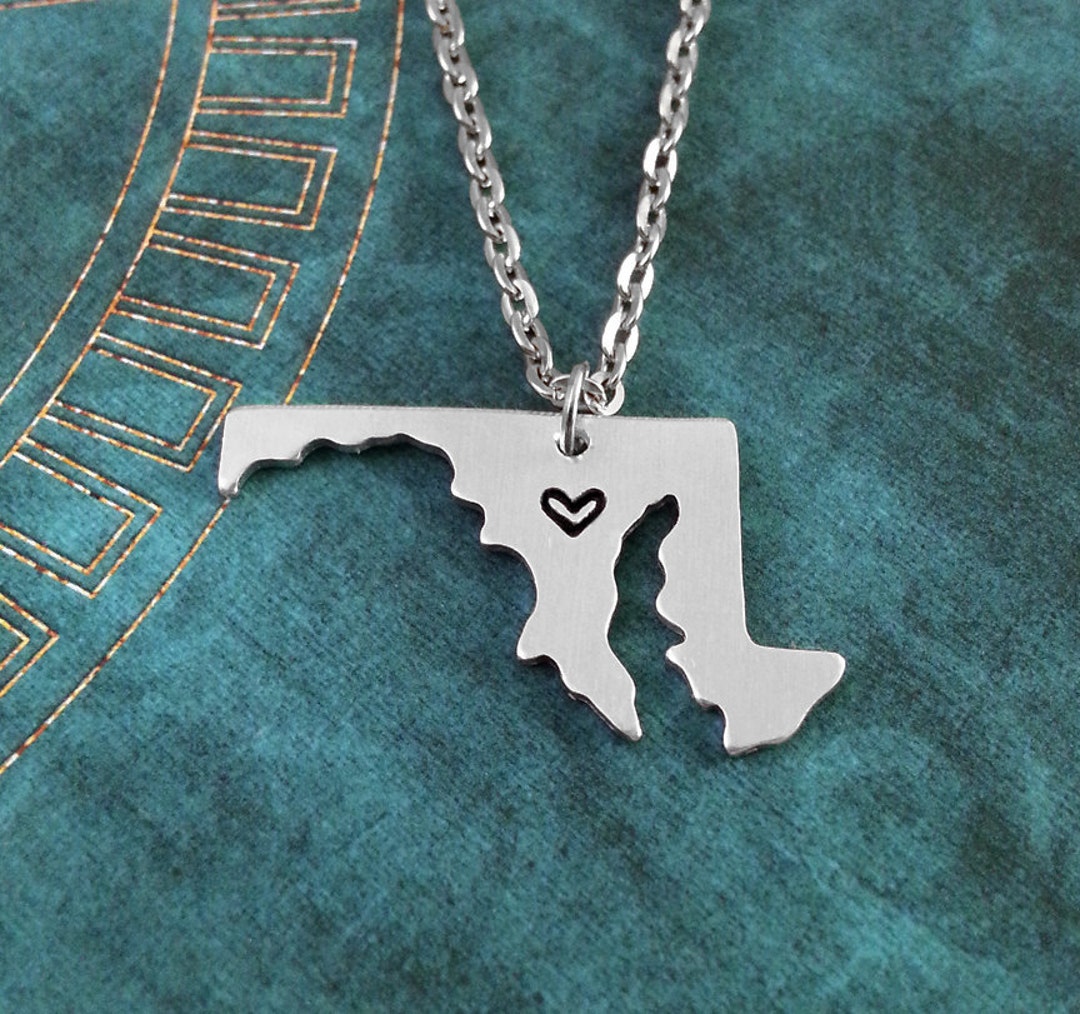 Maryland Necklace Personalized Jewelry Hand Stamped Long Distance ...