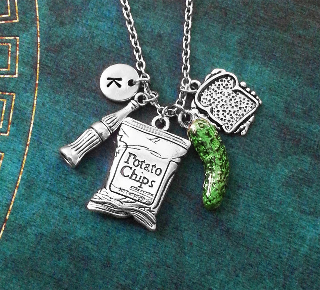Sandwich Necklace Snack Food Jewelry Soda Pop Necklace Green Pickle ...