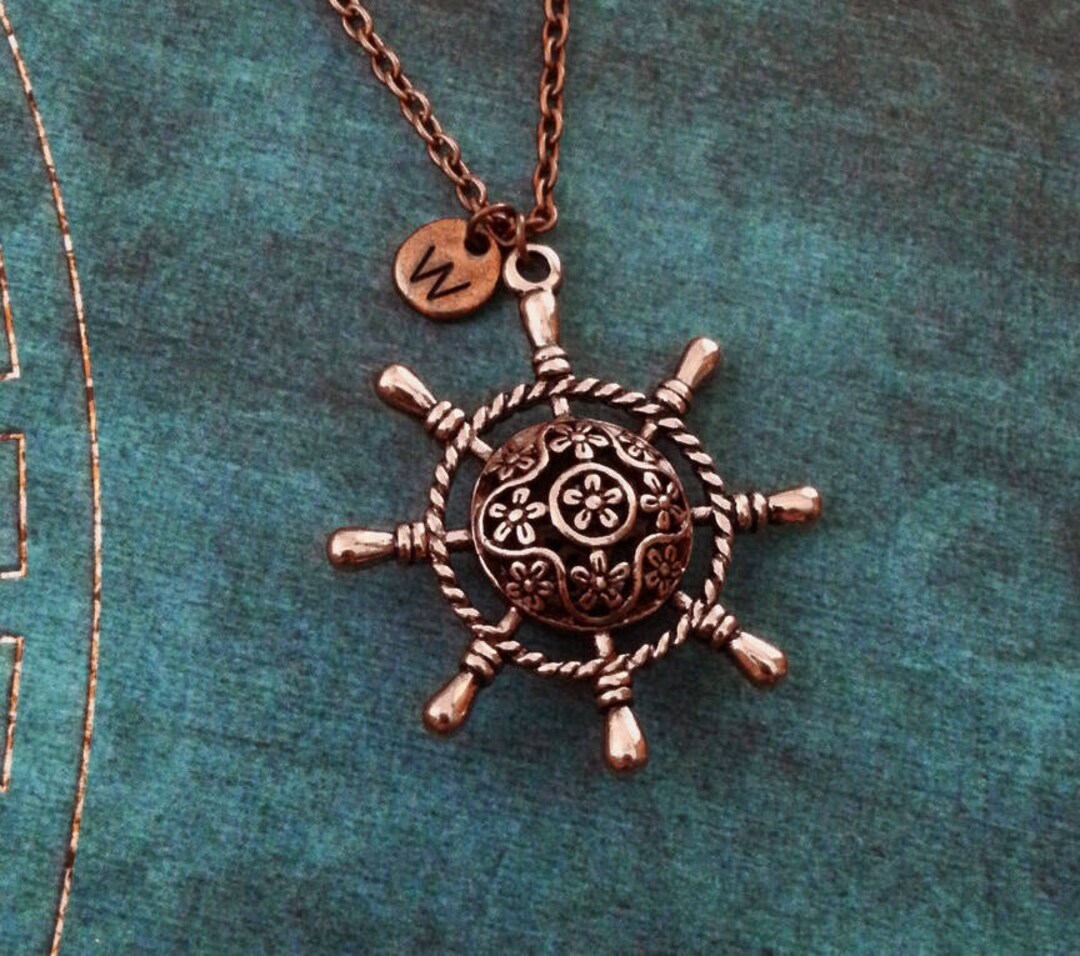 Ship Wheel Necklace Copper Ship's Wheel Jewelry Filigree Ship Wheel ...