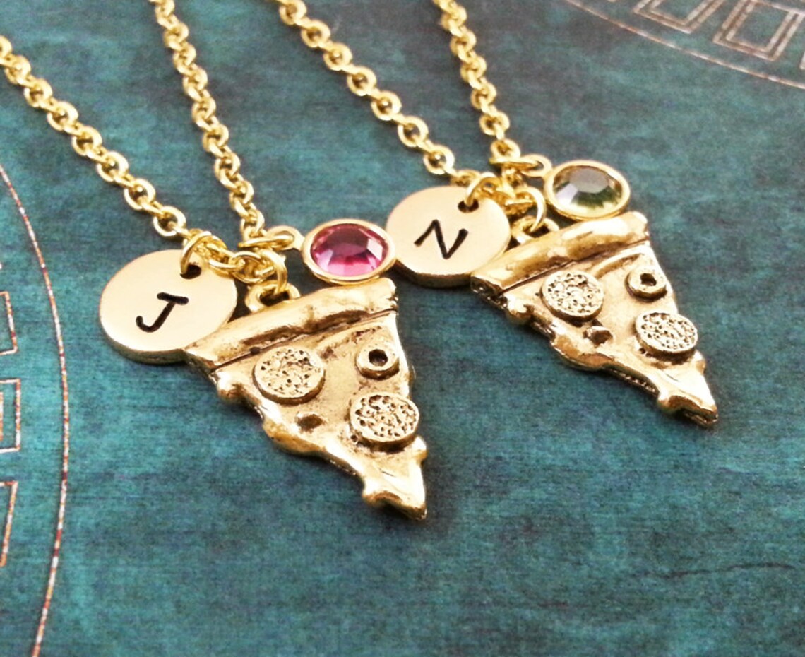 Pizza Friendship Necklaces Pizza Necklace Gold Pizza Jewelry Pepperoni ...