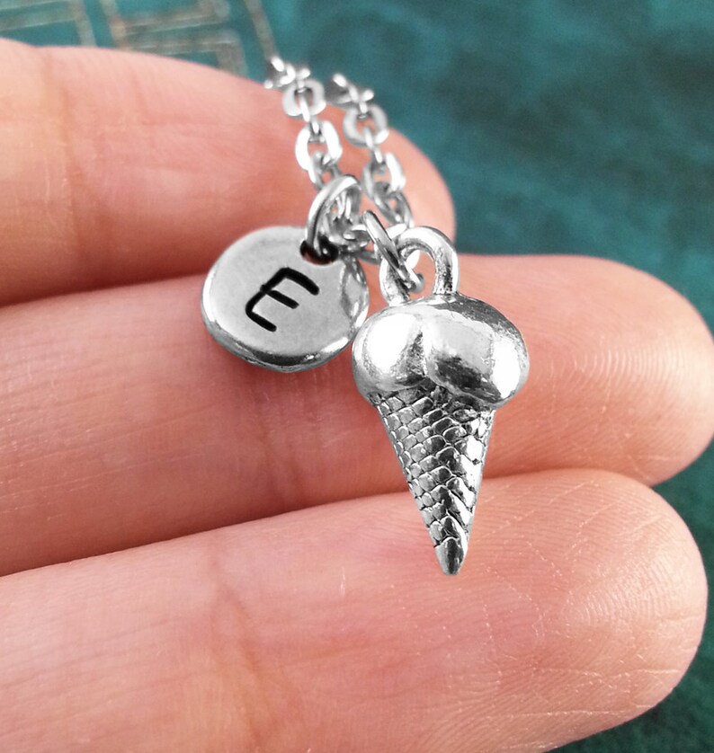 Cute Ice Cream Cone Necklace, Personalized Necklace, Ice Cream Pendant ...