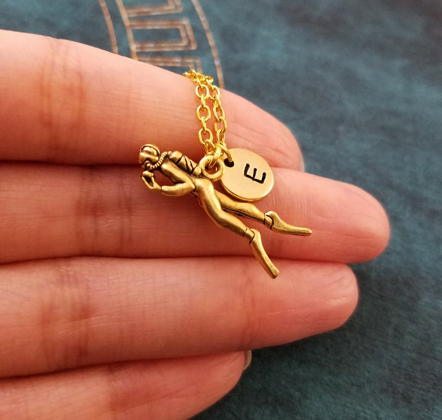 Scuba Diver Necklace SMALL Scuba Jewelry Snorkeler Gift Initial ...