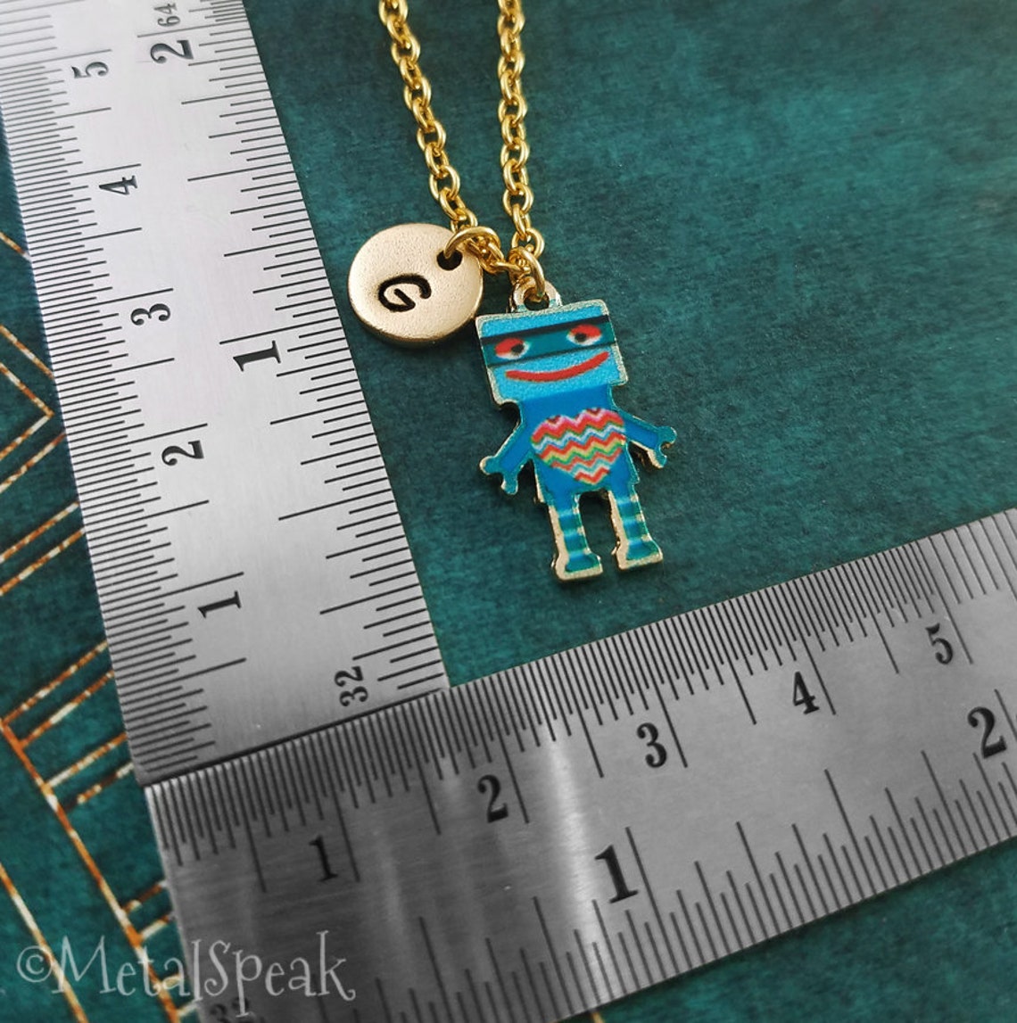 Blue Robot Necklace Cute Little Robot Charm Necklace Robot Jewelry ...