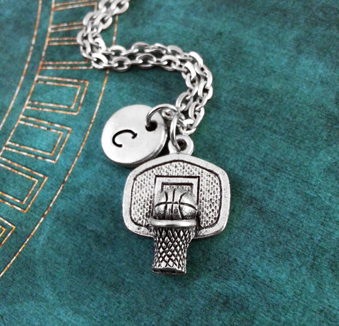 Basketball Necklace, Basketball Hoop Charm, Personalized Necklace ...