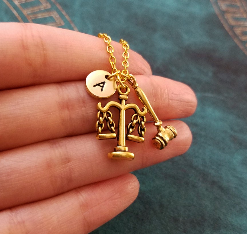 Scales Necklace SMALL Scales of Justice Necklace Scales Charm Necklace ...