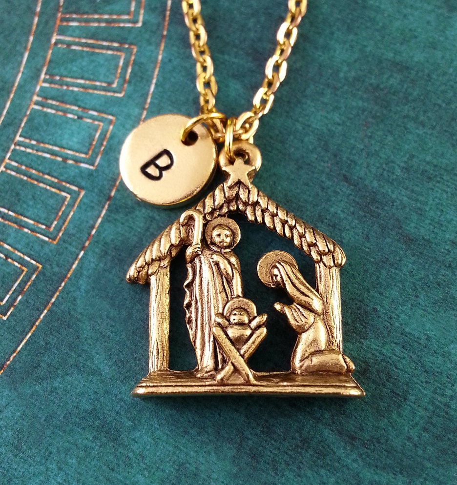 Nativity Necklace, Personalized Necklace, Nativity Scene Pendant ...