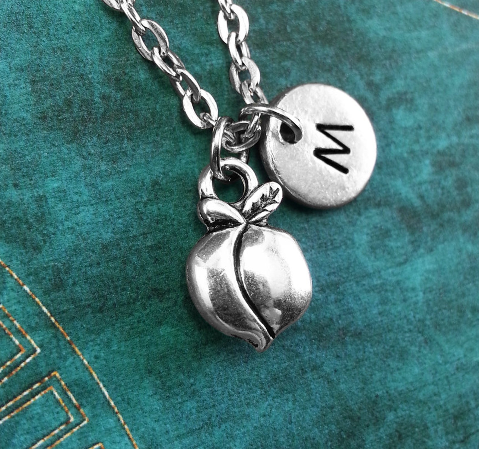 Peach Necklace, SMALL Personalized Necklace, Peach Pendant, Custom ...