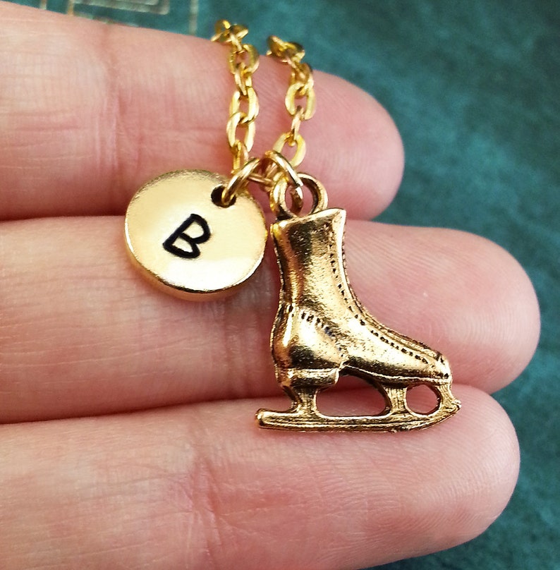 Ice Skate Necklace, Gold Skate Charm, Personalized Necklace, Figure ...