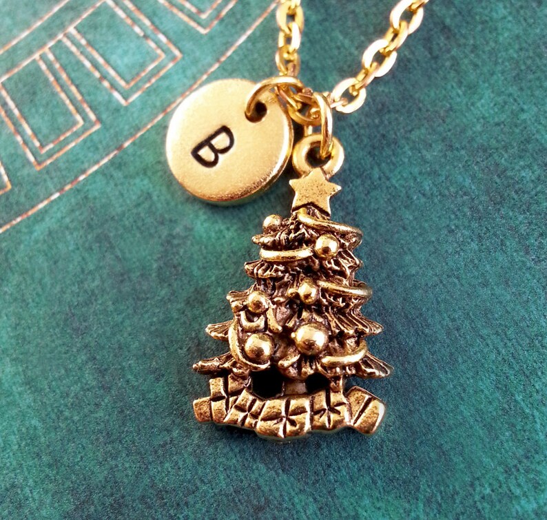 Christmas Tree Necklace, Christmas Charm, Personalized Necklace, Gold ...