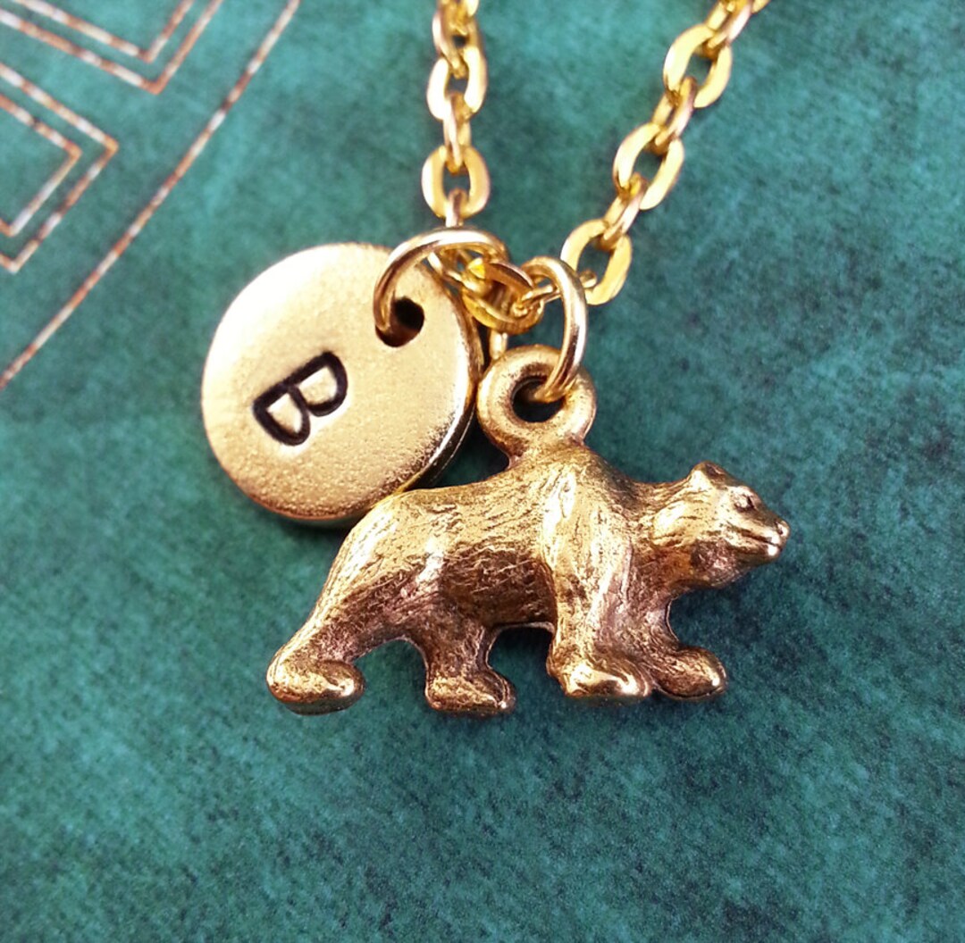 Collar de oso PEQUEÑO Oso de oro Encanto Animal Llavero Collar ...